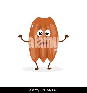 Cute funny pecan nut character set collection. Vector flat cartoon ...