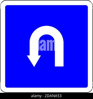 Square u turn permitted road sign Stock Photo - Alamy