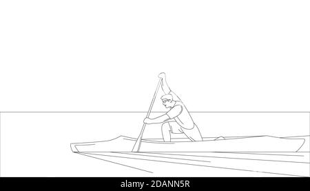 athlete in a canoe vector illustration flat style profile side Stock ...