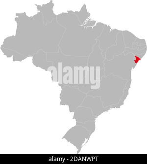 map of Sergipe state of Brazil and location on Brazilian map Stock ...