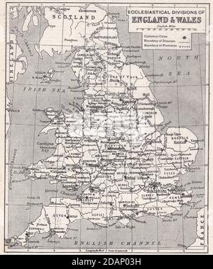 Vintage map of England and Wales 1930s Stock Photo - Alamy