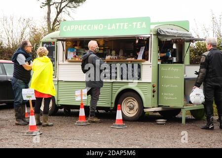 Van converted to mobile coffee shop at JingJai Farmer's Market, Chiang ...