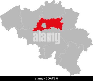 Flemish Brabant Province, map silhouette isolated on white background ...