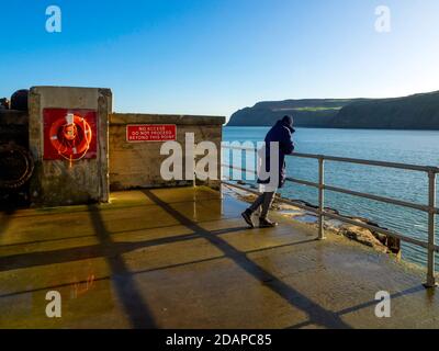 The harbour wall at Skinningrove remains of the jetty formerly used by ...
