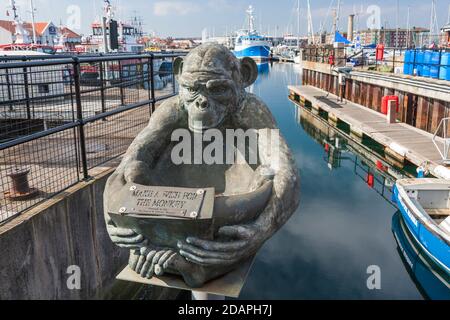The monkey statue for charity donations at Hartlepool Marina,England,UK ...