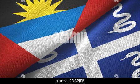 Martinique snake and Antigua and Barbuda two flags textile cloth ...