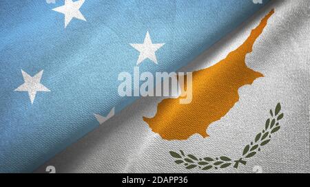Cyprus and Micronesia two flags textile cloth, fabric texture Stock ...
