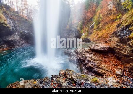 Waterfall Berglistueber, Linthal, Canton Glarus, Switzerland Stock ...