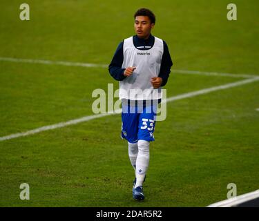 Colchester United's Marley Marshall-Miranda battles for the ball ...