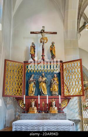Interior of the monastery church of the Archabbey of St. Martin of the ...