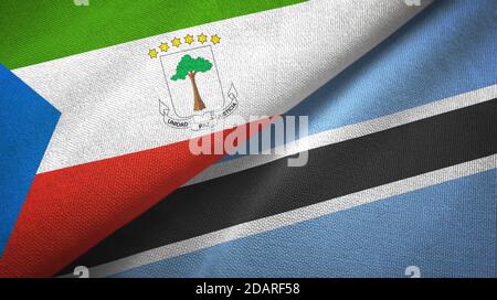 Botswana and Equatorial Guinea two flags textile cloth, fabric texture ...
