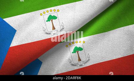 Equatorial Guinea and Guinea two flags textile cloth, fabric texture ...