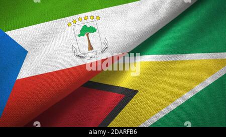 Guyana and Equatorial Guinea two flags textile cloth, fabric texture ...