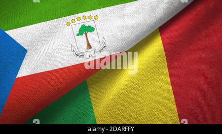 Mali and Equatorial Guinea two flags textile cloth, fabric texture ...