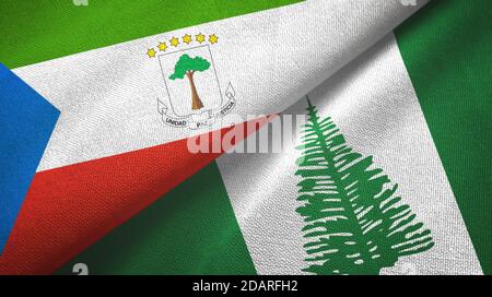 Guinea and Norfolk Island two flags textile cloth, fabric texture Stock ...