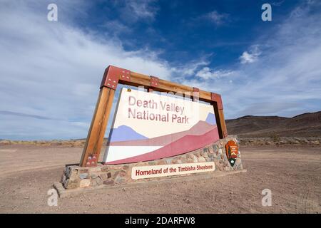 Death Valley National Park Entrance Sign. Homeland of the Timbisha ...