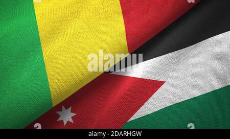 Jordan and Mali two flags textile cloth, fabric texture Stock Photo - Alamy