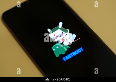 Xiaomi mi note 10 lite boot screen with fastboot logo on it Stock Photo ...