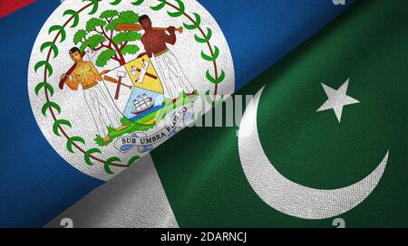 Pakistan and Belize two flags textile cloth, fabric texture Stock Photo ...