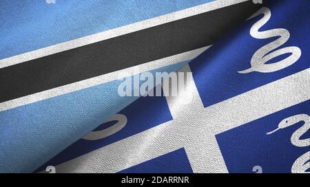 Botswana and Martinique two flags textile cloth, fabric texture Stock ...