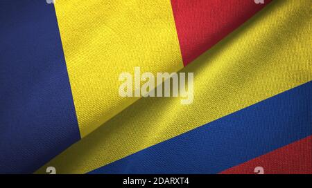 Colombia and Chad two flags textile cloth, fabric texture Stock Photo ...