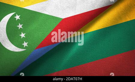 Lithuania two flags textile cloth, fabric texture Stock Photo - Alamy