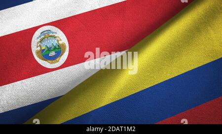 Colombia and Costa Rica two flags textile cloth, fabric texture Stock ...
