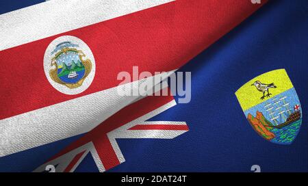 Saint Helena and Costa Rica two flags textile cloth, fabric texture ...