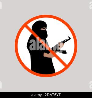 sign no terrorism,vector illustration,flat style Stock Photo - Alamy