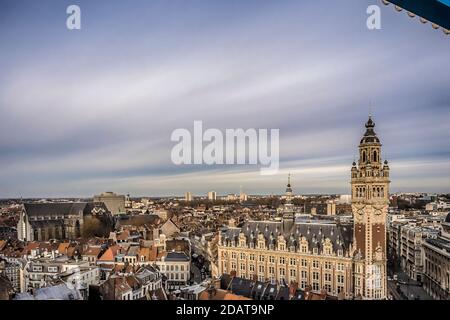Overview of the city Lille in France with view on the tower and nice ...