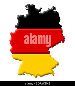 Map of Germany with the colours of the German flag Stock Photo - Alamy