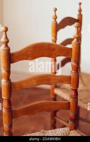 wooden and straw Súgán Irish chairs in kitchen Stock Photo - Alamy