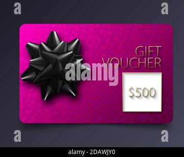 Premium dark and pink gift voucher card print template - front and back ...