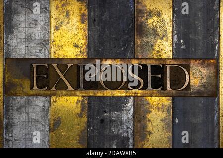 Exposed text message on vintage textured grunge copper and gold ...