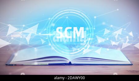 Open book with SCM abbreviation, modern technology concept Stock Photo ...