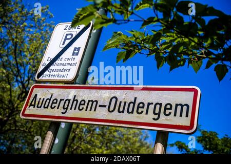 Illustration shows the name of the Auderghem - Oudergem municipality on ...