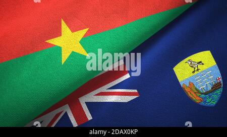 Burundi and Saint Helena two flags textile cloth, fabric texture Stock ...