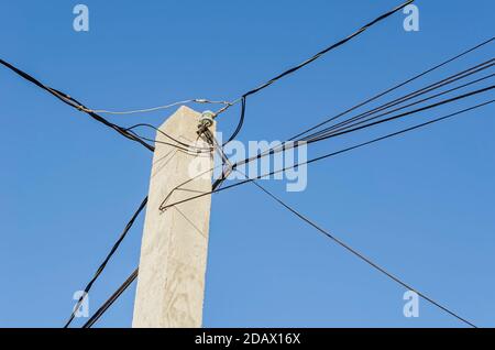 Electrical Service Line Connection To Concrete Post Stock Photo - Alamy
