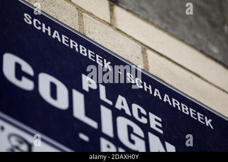 Illustration shows the name of the Schaerbeek - Schaarbeek municipality ...