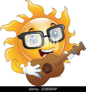 With guitar mascot on cartoon yellow autumn leaves Stock Vector Image ...