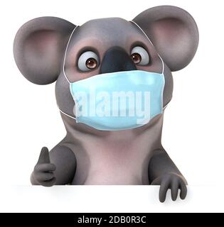 Fun 3D cartoon koala with a mask Stock Photo - Alamy