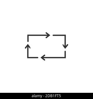Repetitive process icon with square arrows explanation. Icon reflect ...