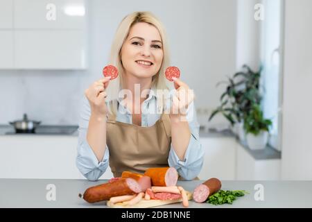 Young Woman Eating Sausage Model Released Stock Photo - Alamy