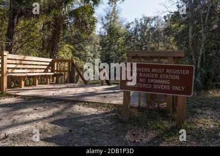 Manatee Springs Florida USA Cave Diving water entrance Stock Photo - Alamy