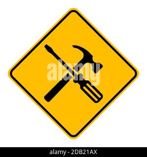 Tools and road sign Stock Photo - Alamy