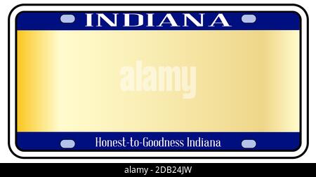 Blank Indiana state license plate in the colors of the state flag over ...