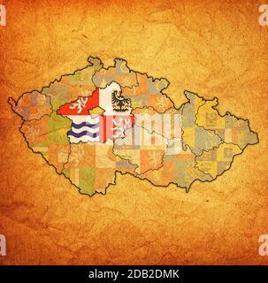 emblem of central bohemian region on map with administrative divisions ...