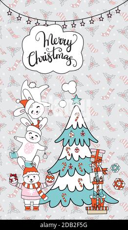 Cute New Year rabbits. Funny bunnies in traditional Chinese costumes ...