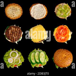 Process making of burger, step by step isolated on white Stock Photo ...
