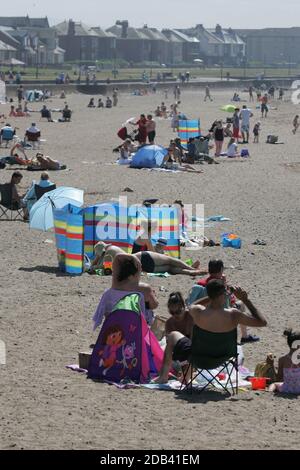 Prestwick Beach & Promenade Ayrshire, Scotland UK. The busy ice cream ...